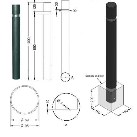 Potelet Barcelona diamètre 96mm