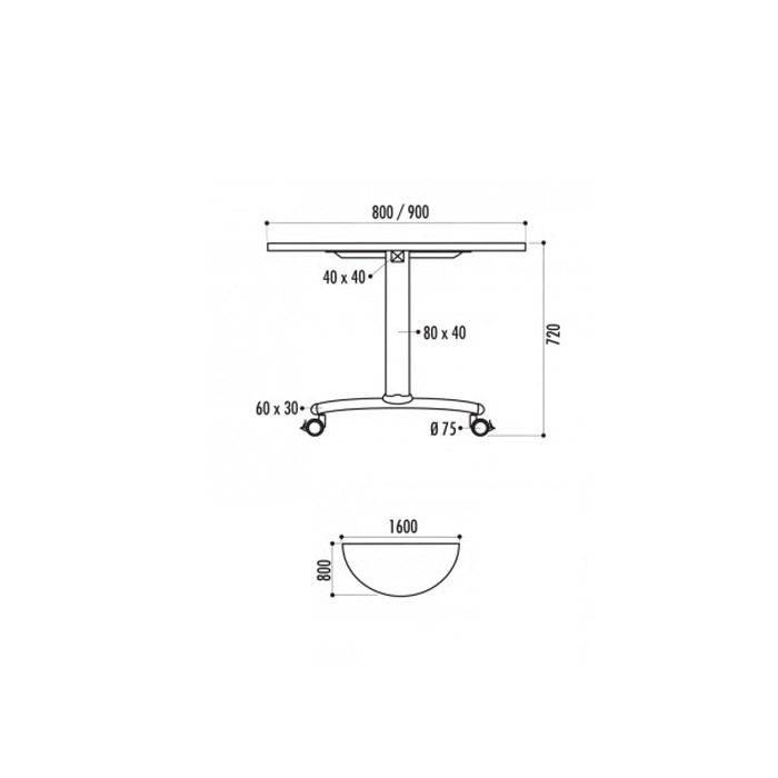 Table Fix demi-lune ⌀120cm